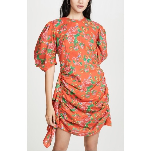 RHODE | Dresses | Nwot Rhode Mini Floral Puffsleeve Ruched Pia Dress ...